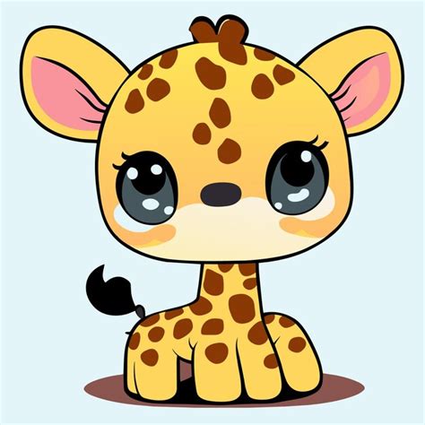 귀여운 기린 손으로 그린 만화 스티커 아이콘 개념 격리된 그림 프리미엄 Ai 생성 벡터