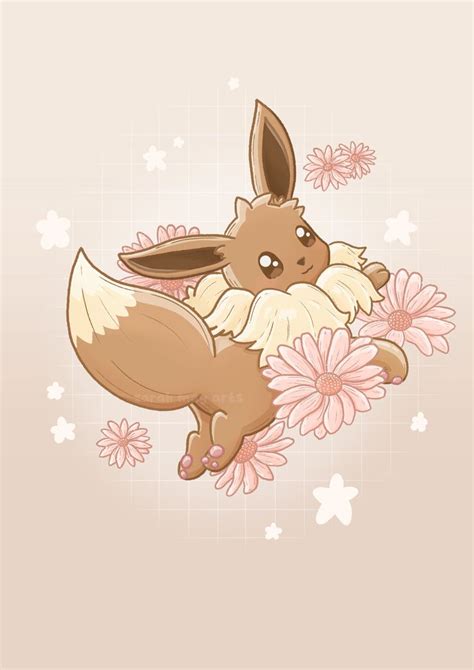Eevee Floral Art Sarah May Arts Pokemon Eevee Pokemon Eevee