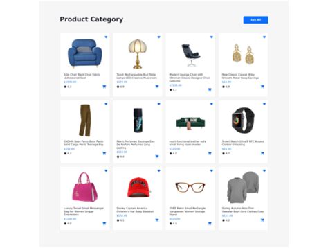 product grid with 4 product cards and see all button easyfrontend