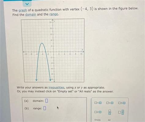 solved the graph of a quadratic function with vertex −4 3