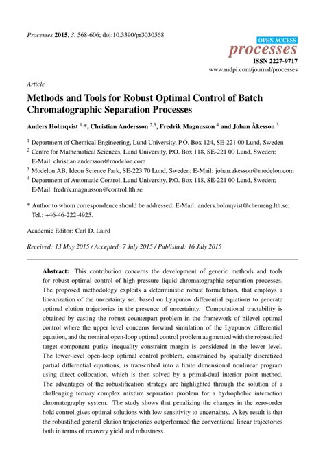 PDF Methods And Tools For Robust Optimal Control Of Batch