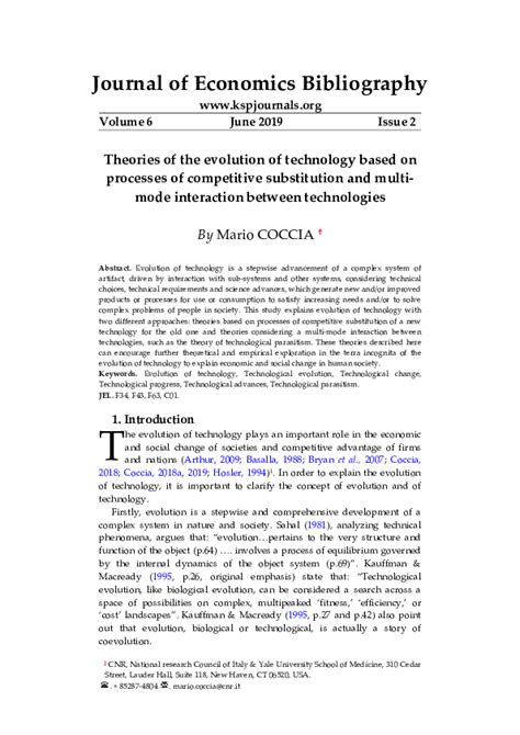 Pdf Theories Of The Evolution Of Technology Based On Processes Of
