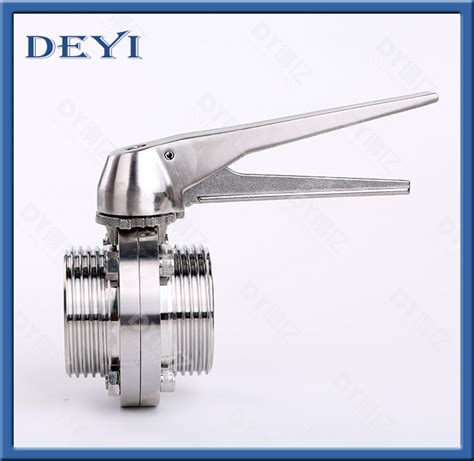 1 1 2 Stainless Steel Hygienic Threading Male Butterfly Valves SS304