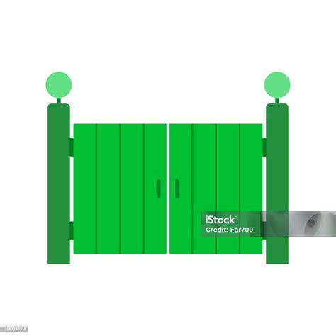 게이트 아이콘입니다 컬러 실루엣 정면도 벡터 간단한 평면 그래픽 그림입니다 흰색 배경에 격리된 개체입니다 격리 녹색에 대한 스톡 벡터 아트 및 기타 이미지 Istock