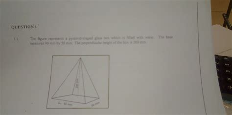 Solved QUESTION1 1 1 The Figure Represents A Pyramid Shaped Glass Box