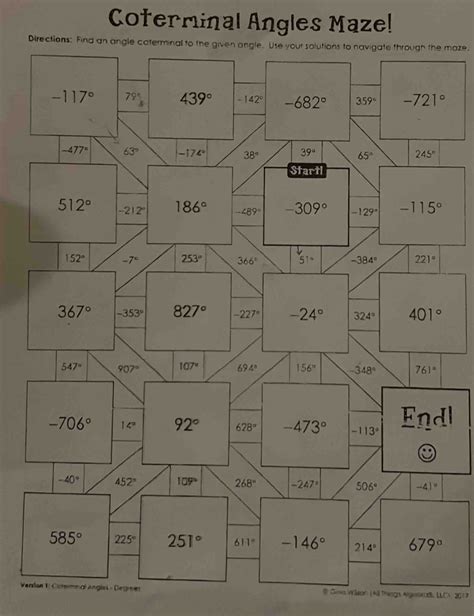 Solved Coterminal Angles Maze Directions Find An Angle Caterminal To
