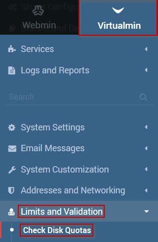 Check Disk Quotas In Virtualmin Hostwinds