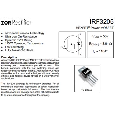 Irf3205: аналоги отечественные, характеристики транзистора, микросхема ...