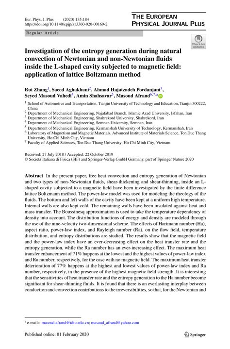 Pdf Investigation Of The Entropy Generation During Natural Convection Of Newtonian And Non