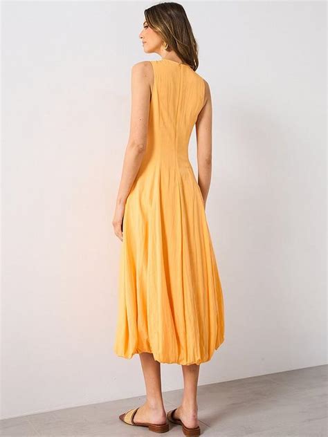 Mango Puffed Hem Midi Dress Orange Very