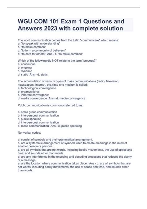 WGU Exam Questions And Answers With Complete Solution WGU Stuvia US