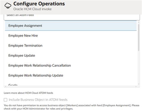 oracle hcm cloud invoke you do not have permission to access business