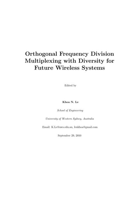 Orthogonal Frequency Division Multiplexing With Diversity For Future
