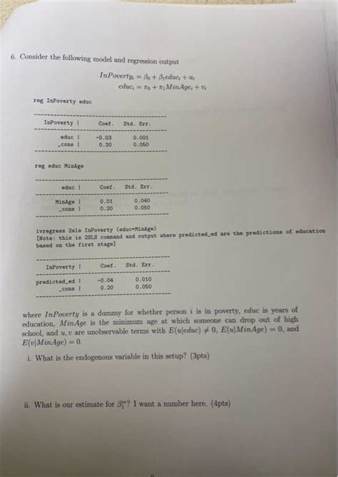 Solved Consider The Following Model And Regression Chegg
