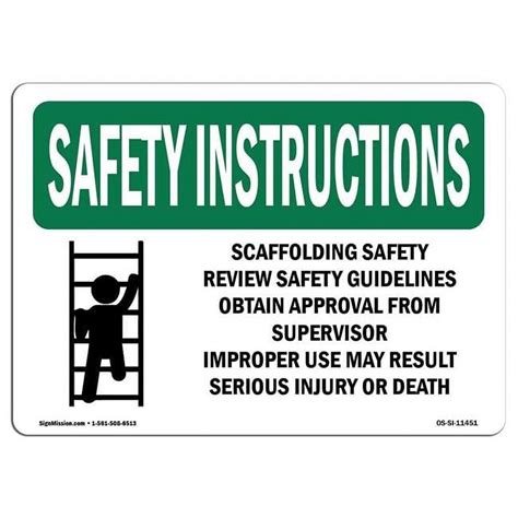 Signmission 7 X 10 In Osha Safety Instructions Sign Scaffolding Safety Review With Symbol Signmission 7 X 10 In Osha Safety Instructions Sign Scaffolding Safety Review With Symbol