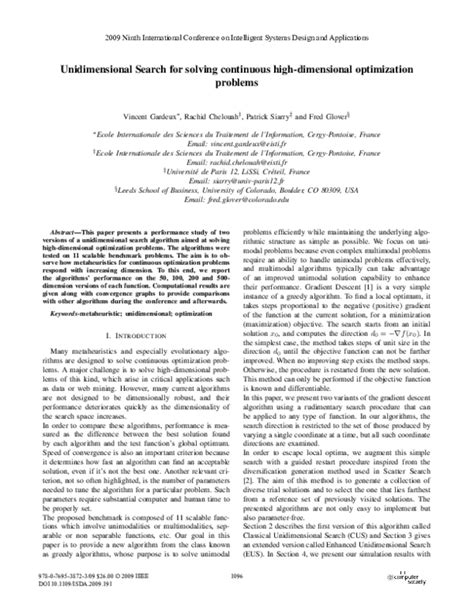 Pdf Unidimensional Search For Solving Continuous High Dimensional