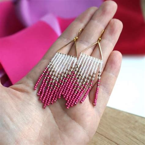 Beaded Fringe Earrings Seed Bead Jewelry Patterns Beaded Jewelry