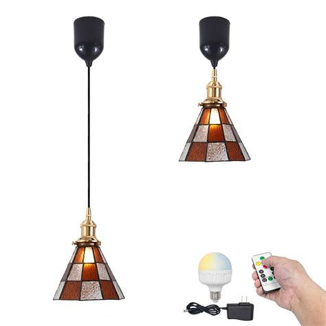 FSLiving Adjustable Height Pendant Light With Rechargeable Battery