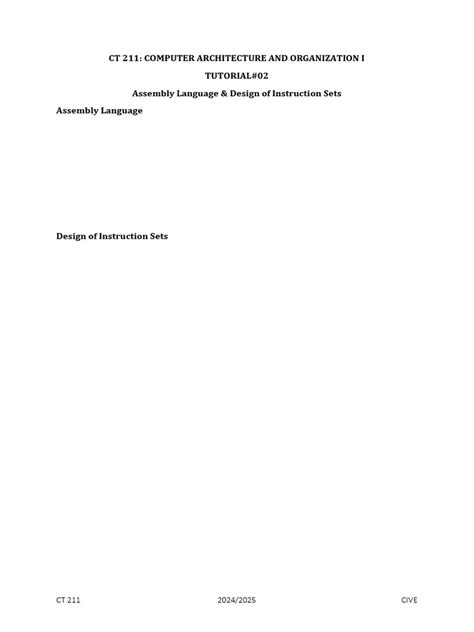 CT 211_Tutorial_02 | PDF | Computer Architecture | Assembly Language