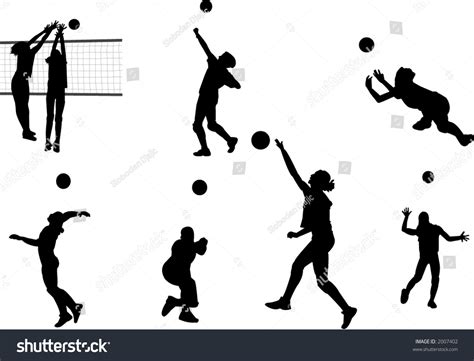 Volleyball Silhouettes Stock Vector Illustration 2007402 Shutterstock