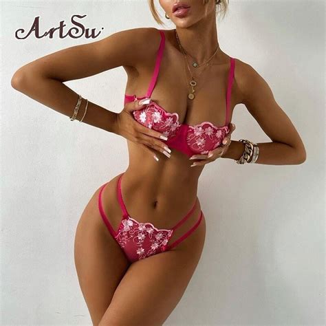 Toloer Blue Lace Up Underwire Sexy Lingerie Set Lace Floral Sheer Bra And Panty Set Underwear