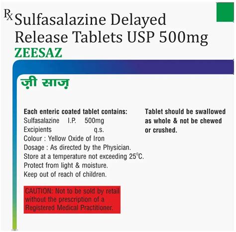Azulfidine En Tabs Sulfasalazine Dr Tablet Er Silk Pharmacy
