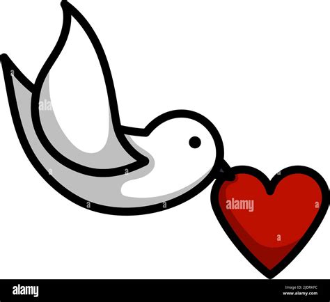 Dove With Heart Icon Editable Bold Outline With Color Fill Design Vector Illustration Stock