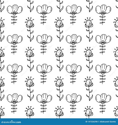 Garabato Dibujado Mano De La Flor Icono Del Estilo Del Bosquejo