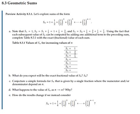 solved 8 3 ﻿geometric sumspreview activity 8 3 1 ﻿let s