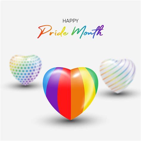ハッピー プライド月間 Lgbtq テンプレートとカラフルなハートの背景 Premiumベクトル素材