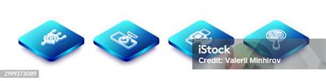 아이소 메트릭 라인 알고리즘 차량용 Dvr 비접촉식 결제 및 돋보기 및 달러 아이콘을 설정합니다 벡터 3차원 형태에 대한 스톡 벡터 아트 및 기타 이미지 Istock