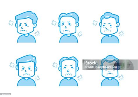 Simple Facial Expression Illustration Set 1 Color Stock Illustration