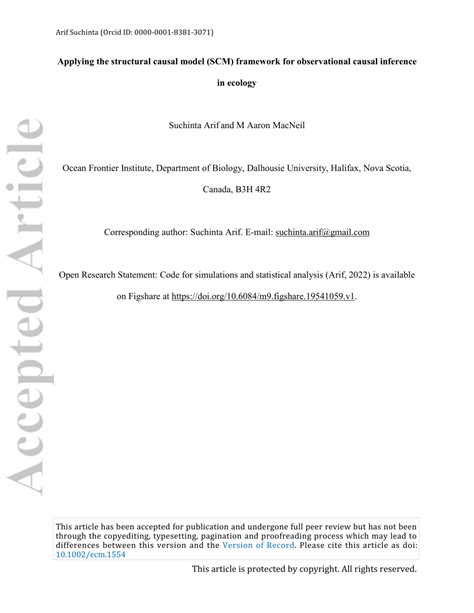 pdf applying the structural causal model framework for observational causal inference in ecology