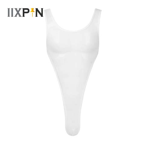 Men One Piece Bodysuit Sheer Mesh See Through Lingerie Sleeveless High