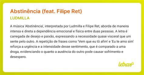 Significado Da Música Abstinência Feat Filipe Ret Ludmilla