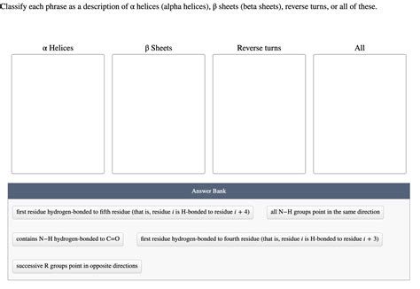 Solved Classify Each Phrase As A Description Of α Helices