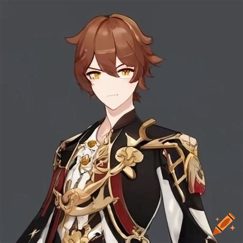 Genshin Impact Character With Brown Hair And Glowing Eyes On Craiyon