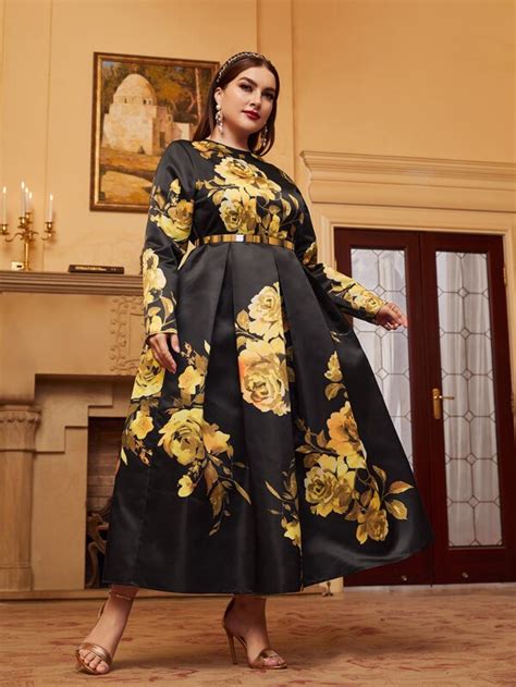 SHEIN Mulvari Plus Floral Print Fold Pleated Dress SHEIN UK