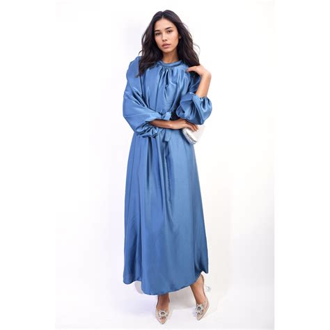 Long Sleeve High Neck Belted Maxi Dress Go Wholesale