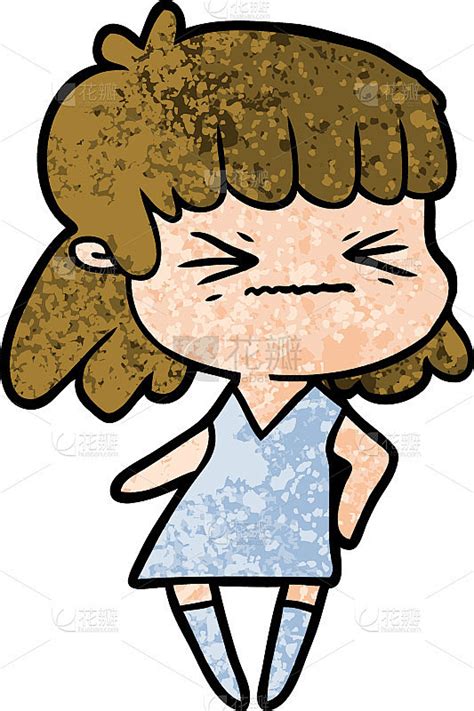 卡通愤怒的女孩