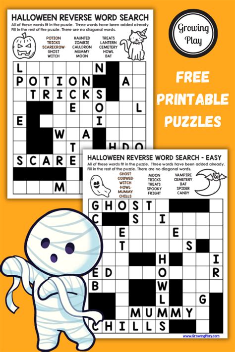 Free Printable Reverse Halloween Word Search Growing Play