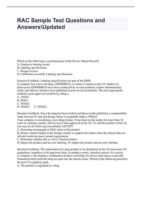 rac sample test questions and answersupdated rac stuvia us