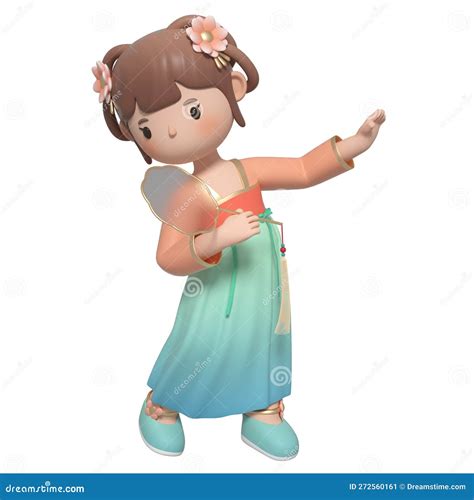 3d Rendered Chinese Costume Cartoon Girl Stock Illustration