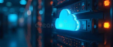 Cloud Icon On Server Rack In Data Center Cloud Computing Concept Stock Illustration