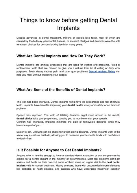 Ppt Things To Know Before Getting Dental Implants Powerpoint
