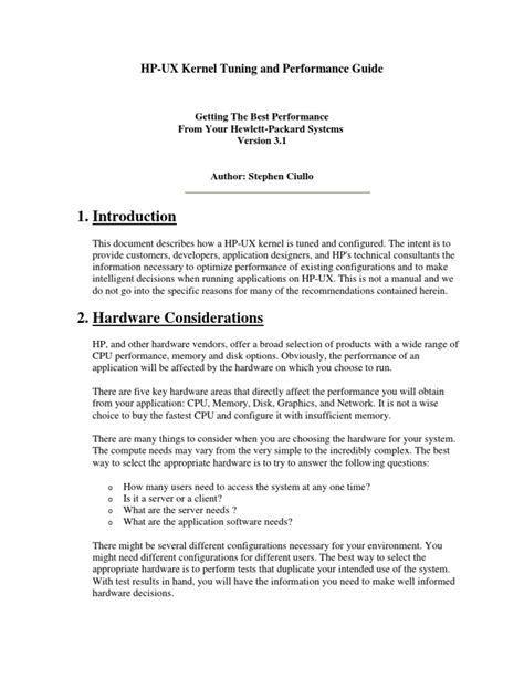 hp ux kernel tuning and performance guide getting the best performance