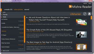 INFO Mishra Reader A FREE Metro Styled WPF Based RSS Reader For