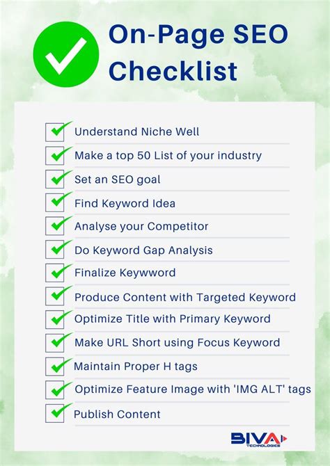 On Page SEO Checklist