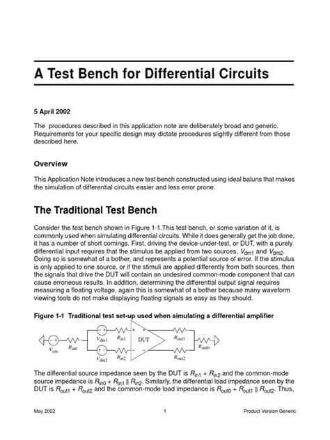 A Test Bench For Differential Circuits Pdf Electrical Impedance Amplifier