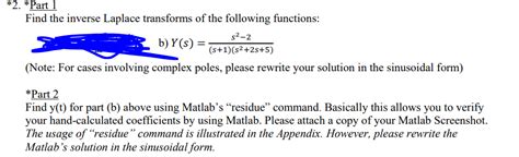 Solved Part Find The Inverse Laplace Transforms Of The Chegg